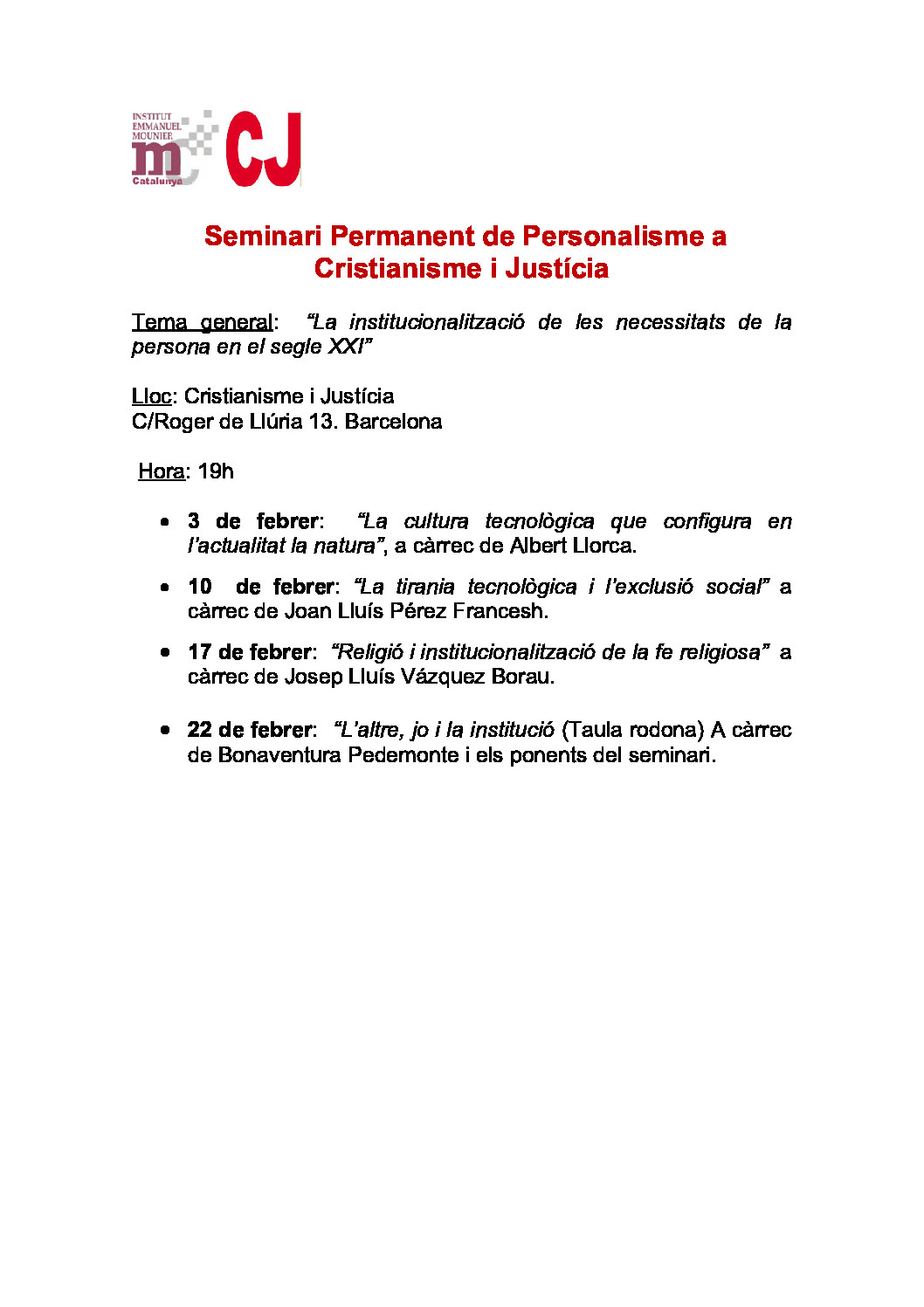 Arxius de COMISSIÓ DIOCESANA DE CENTRES CULTURALS - Secretariat Diocesà ...